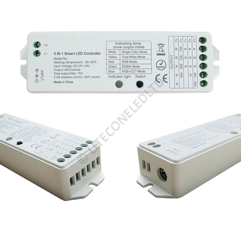 RGB 5 in 1 Smart Controller 12-24Vdc (15A Max) - litecone.co.uk
