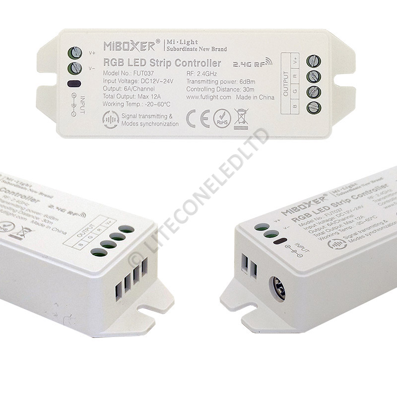 2.4GHz RF 3 Channel RGB Syncing Controller 12-24Vdc 3x6A (12A Max ...